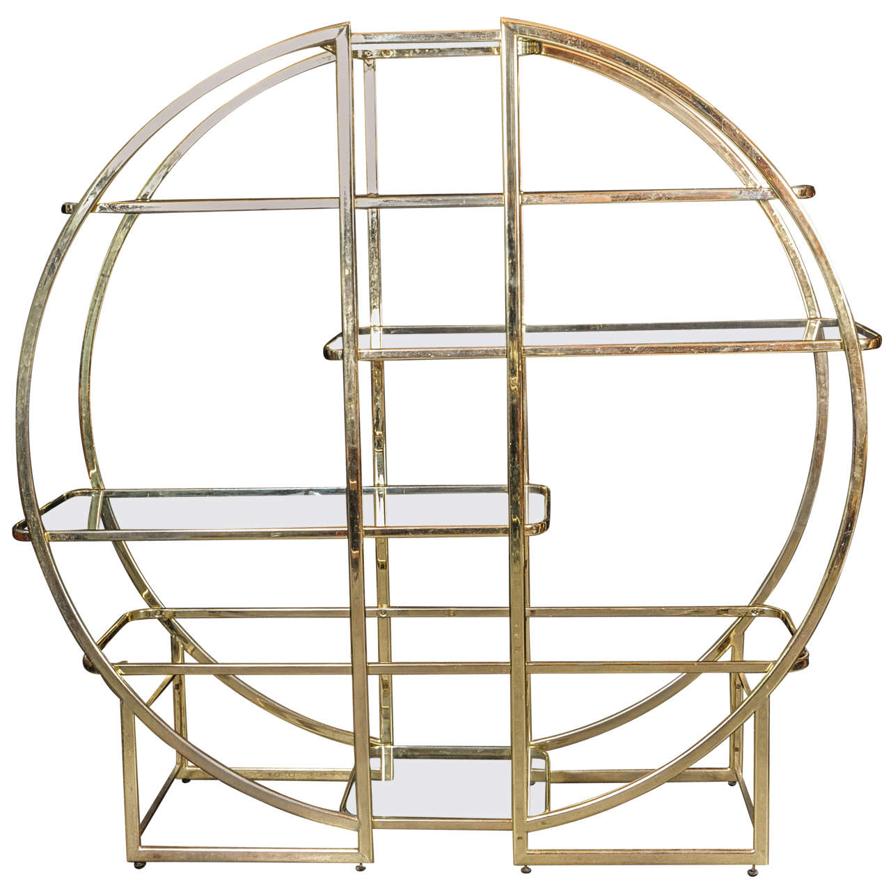 Architectural Circular Vitrine Etagere in the Style of Milo Baughman at ...