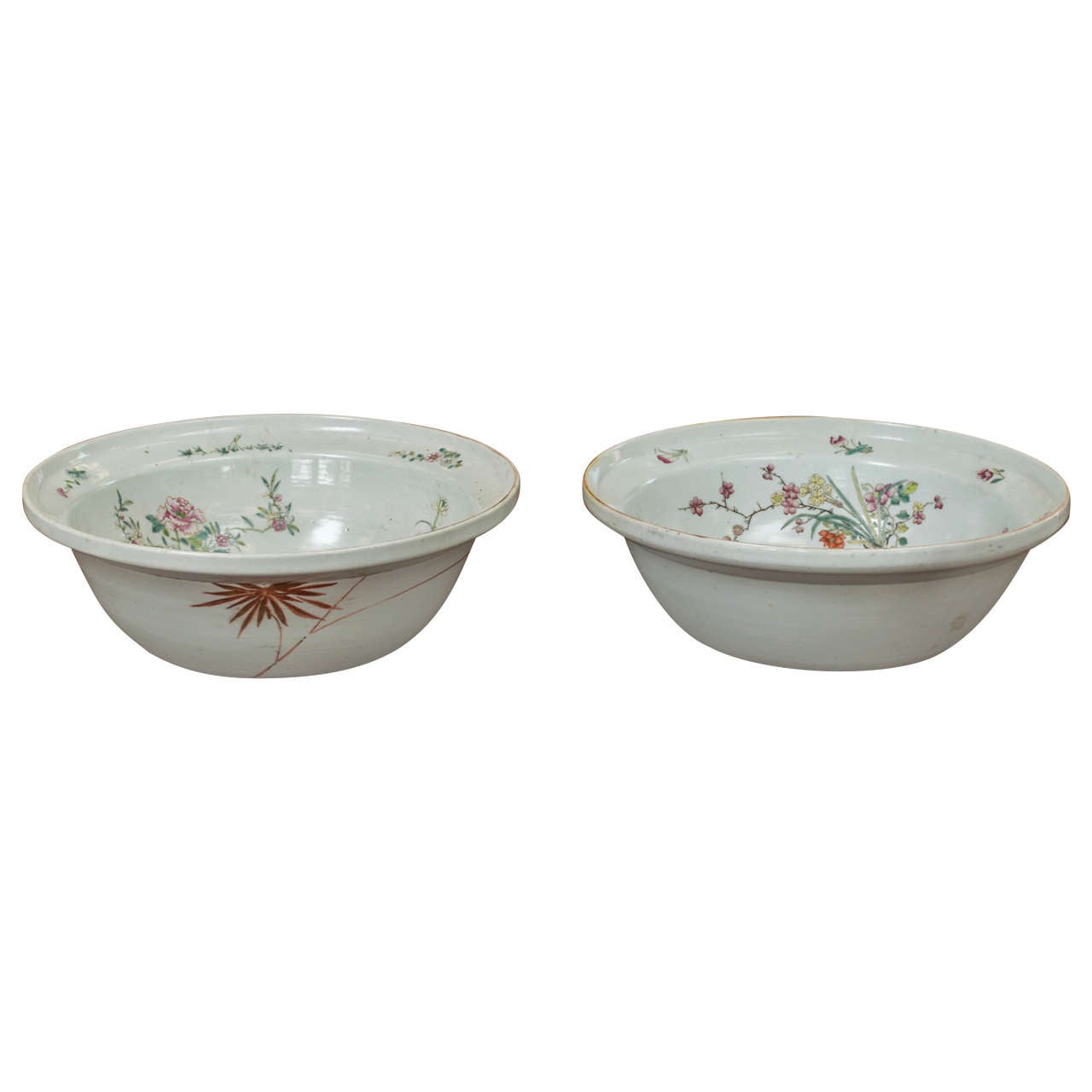 Pair of Chinese Porcelain Basins, 19th Century Qing Dynasty at 1stDibs