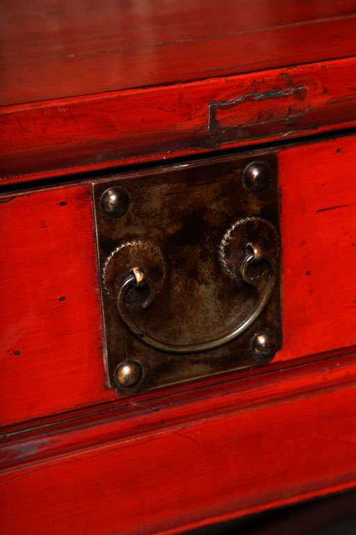 Red Lacquer Three Drawer Desk/Console Table at 1stDibs | red console table