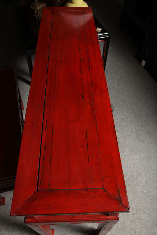 Red Lacquer Three Drawer Desk/Console Table at 1stDibs | red console table