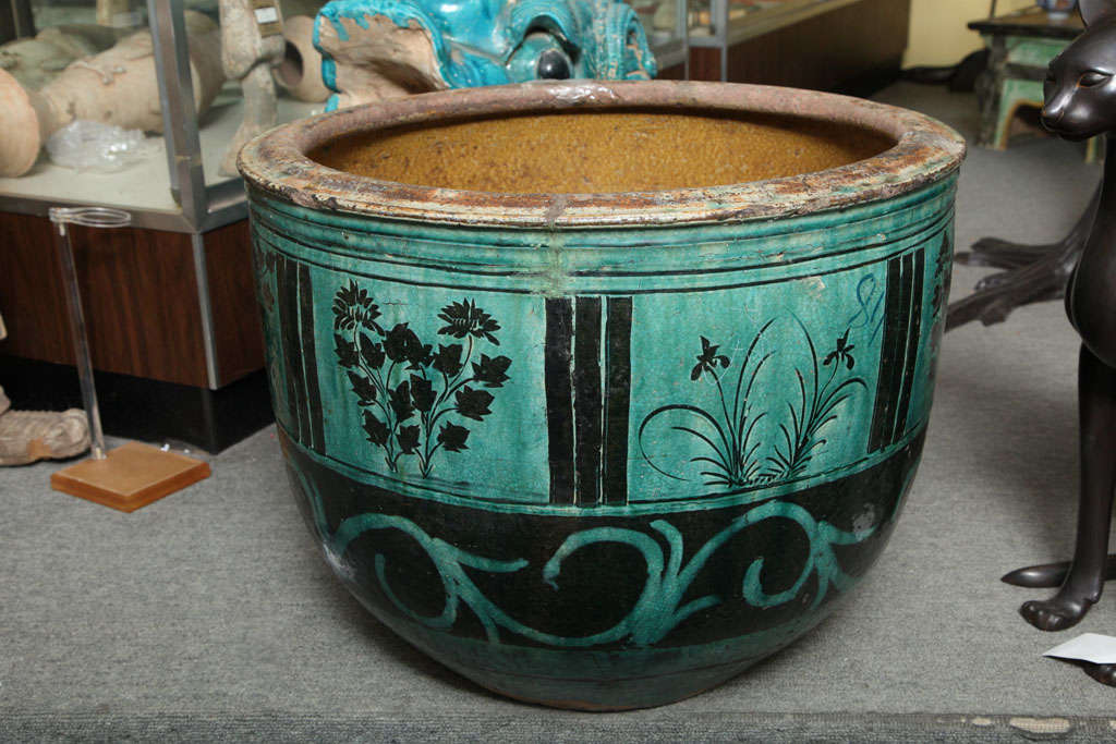 Large Hunan Turquoise Glazed Antique Ceramic Planter at 1stDibs | big hunan