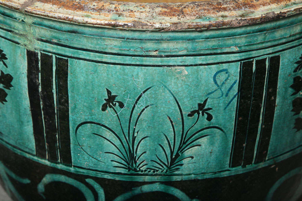 Large Hunan Turquoise Glazed Antique Ceramic Planter at 1stDibs | big hunan