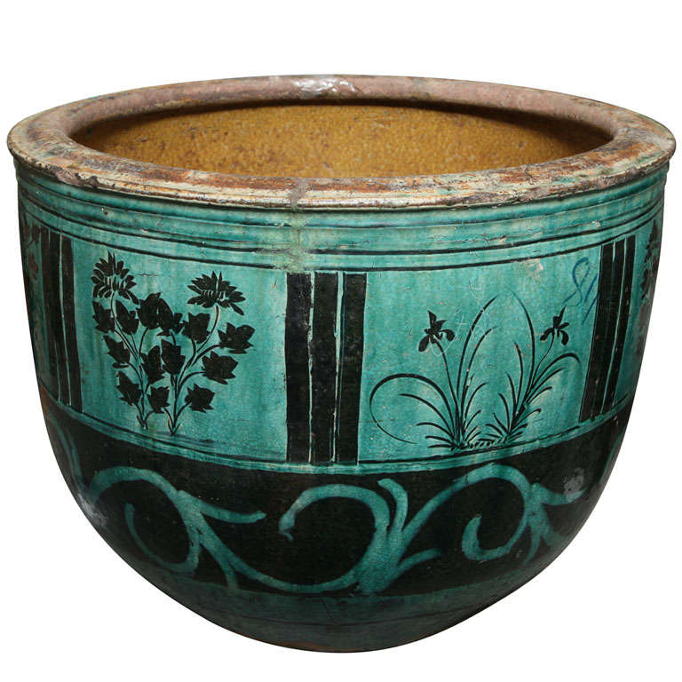 Large Hunan Turquoise Glazed Antique Ceramic Planter at 1stDibs | big hunan