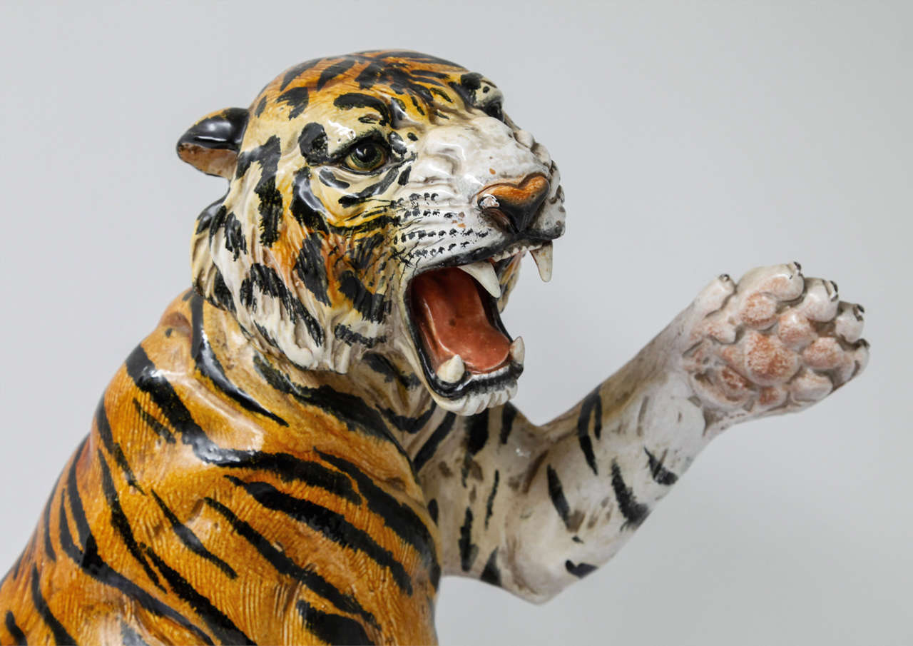 Life Size Ceramic Tiger Statue, 1970s at 1stDibs | life size tiger ...