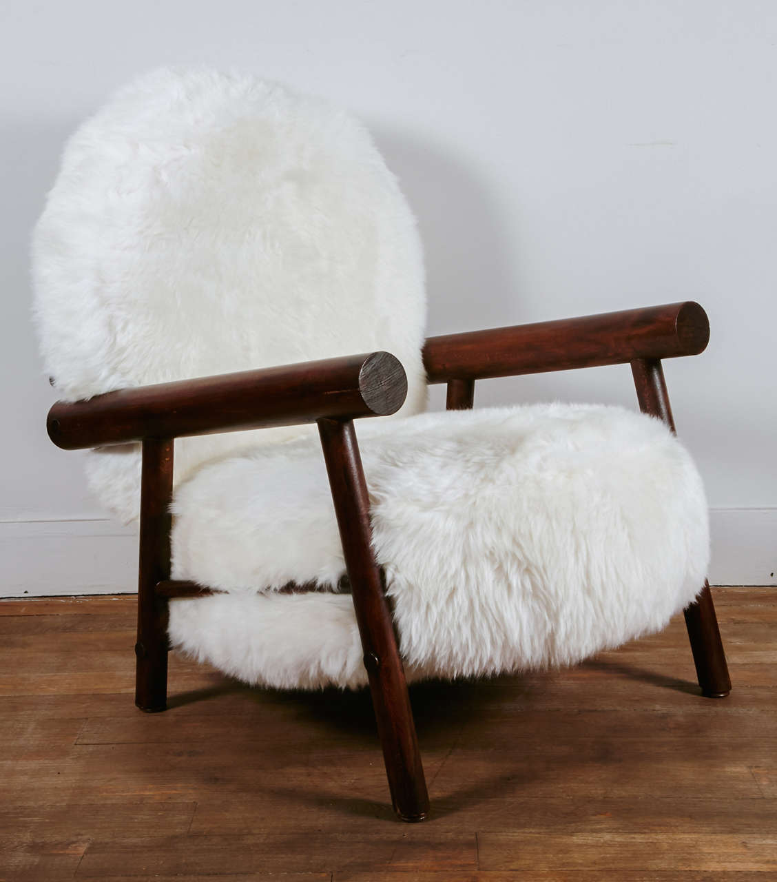 Great Pair of "Mountain" Chairs Upholstered with Sheep Skins at 1stDibs