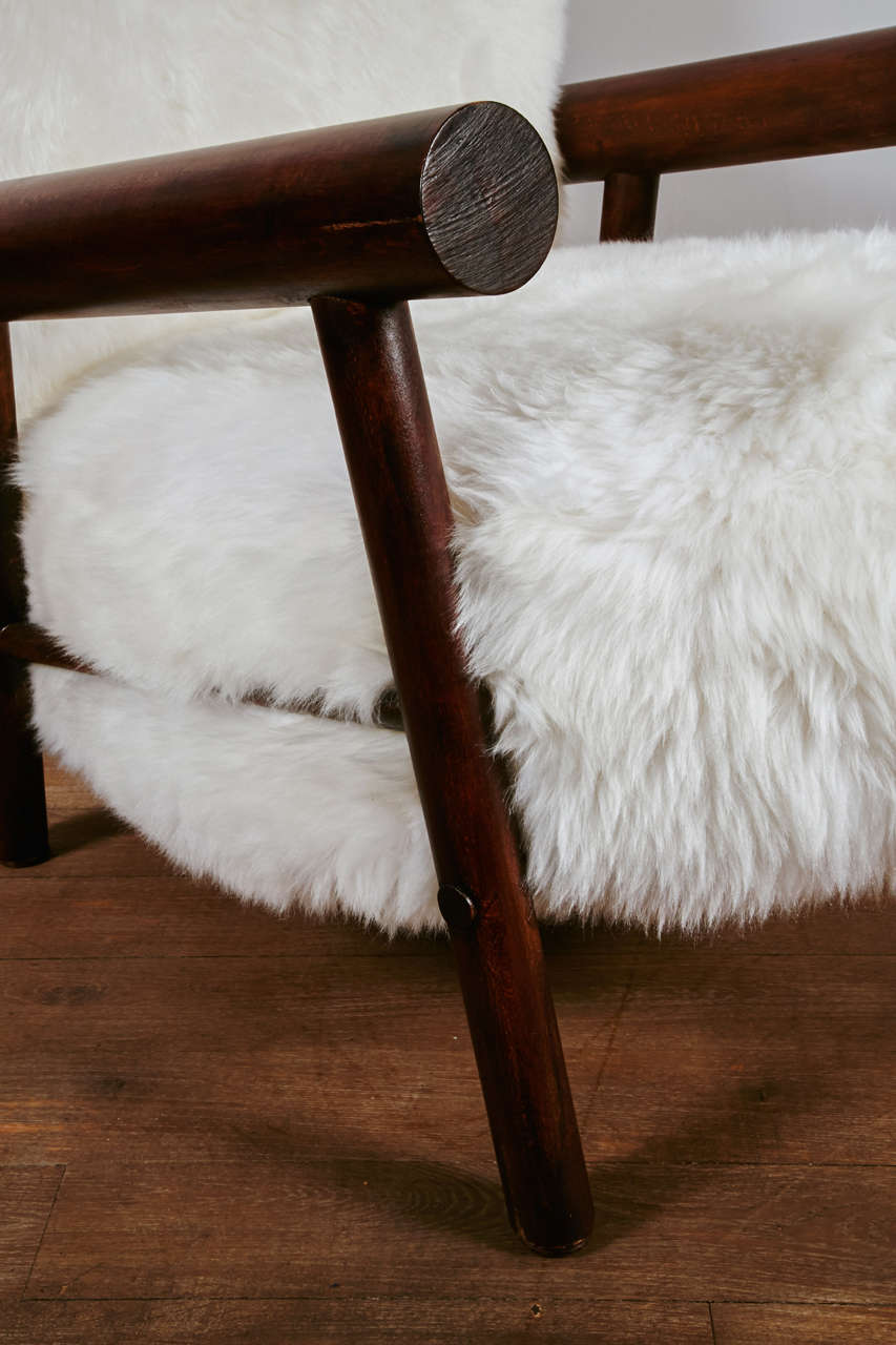 Great Pair of "Mountain" Chairs Upholstered with Sheep Skins at 1stDibs