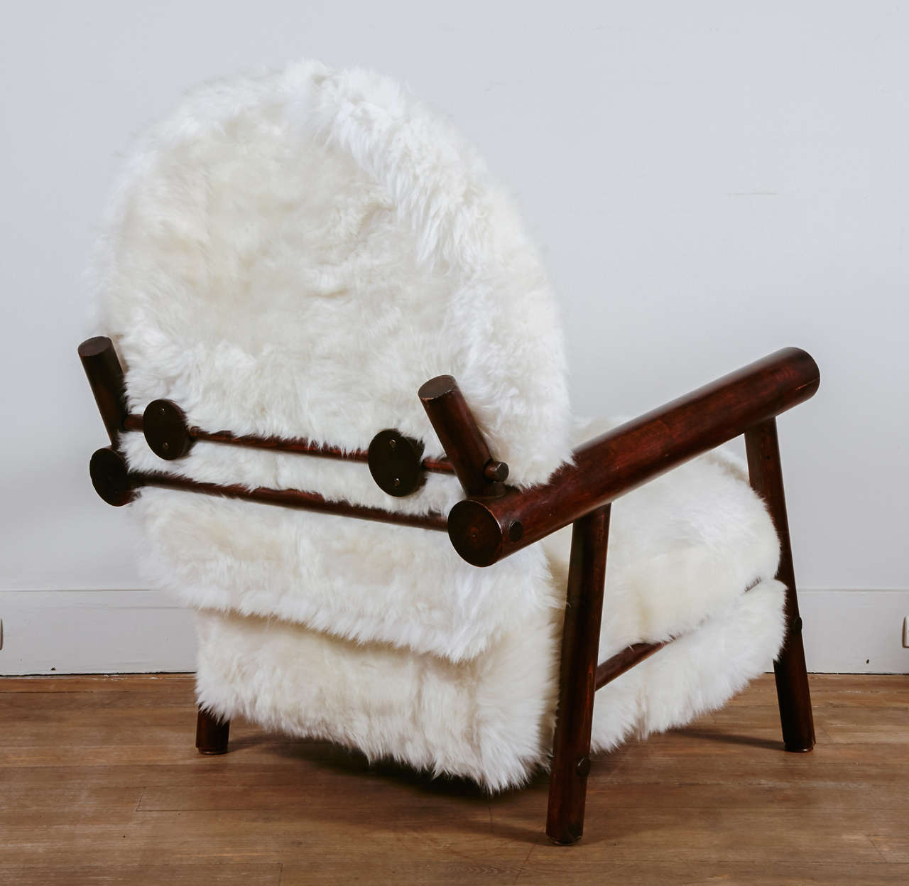 Great Pair of "Mountain" Chairs Upholstered with Sheep Skins at 1stDibs