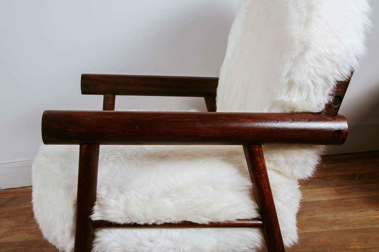 Great Pair of "Mountain" Chairs Upholstered with Sheep Skins at 1stDibs