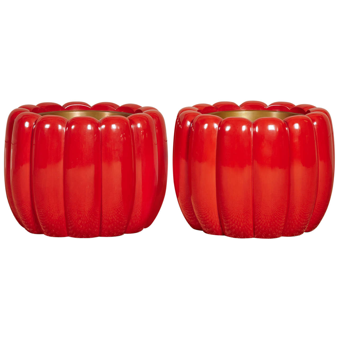 19th Century Pair of Japanese Red Lacquer Hibachi at 1stDibs