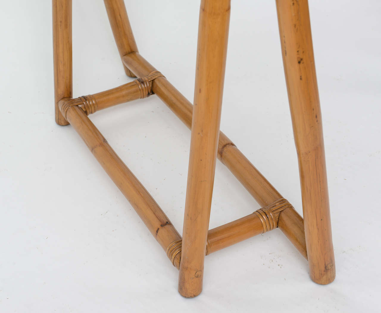 Bamboo Trestle Table with Glass Top and Chrome Detail at 1stDibs ...