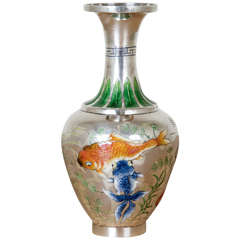 Chinese Silver and Enamel Vase at 1stDibs