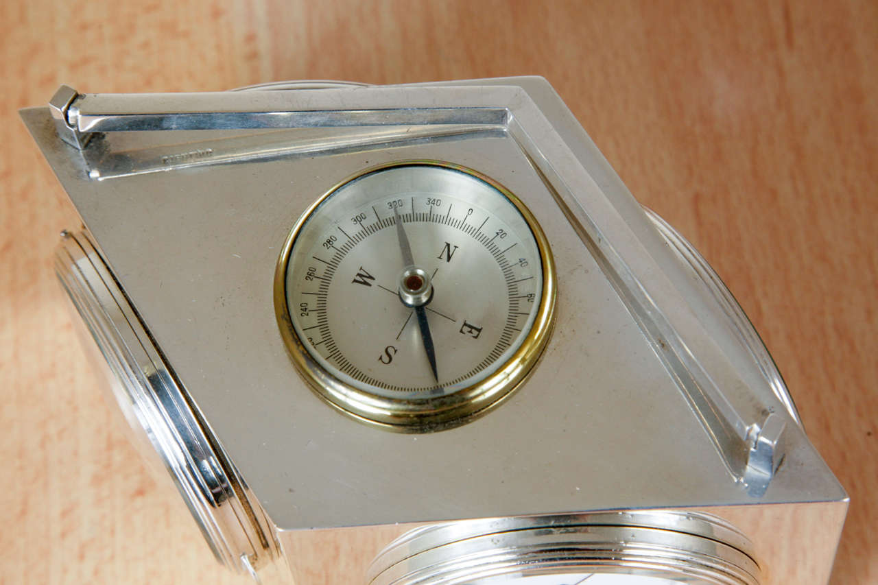 Sterling Silver Combination Clock For Sale at 1stDibs