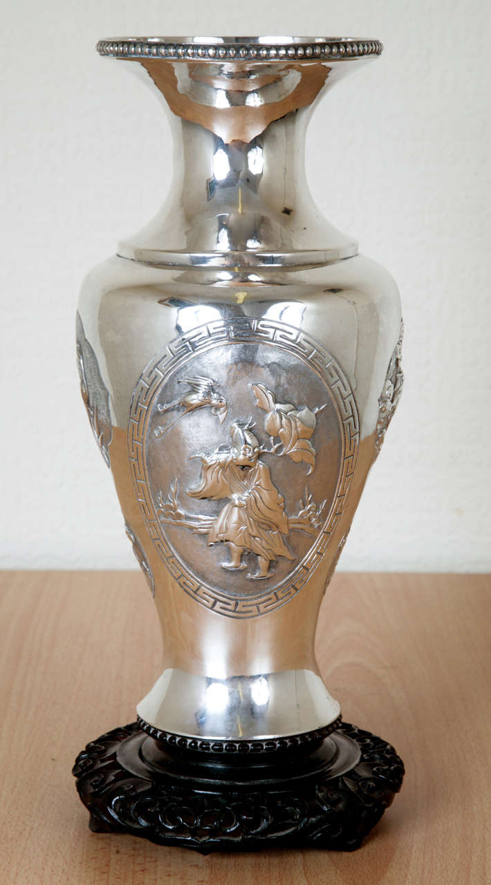 Chinese Export Silver Vase at 1stDibs