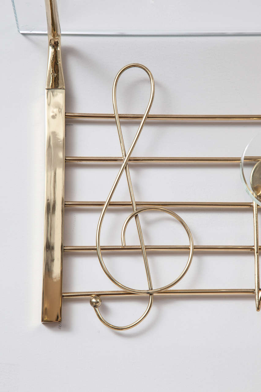 Rare Italian Brass and Glass Music Note Design Coat/Hat Rack at 1stDibs