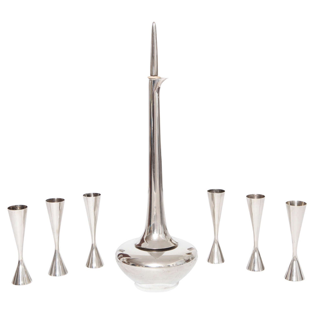 Donald Colflesh Gorham Sterling "Circa 70" Decanter and Glasses, 1960 ...