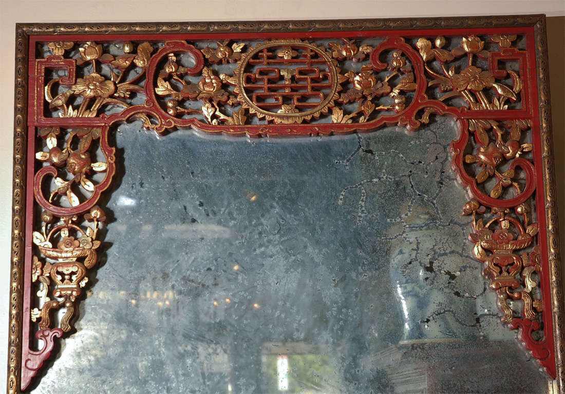 Large, Decorative Chinese-Style Mirror For Sale at 1stDibs
