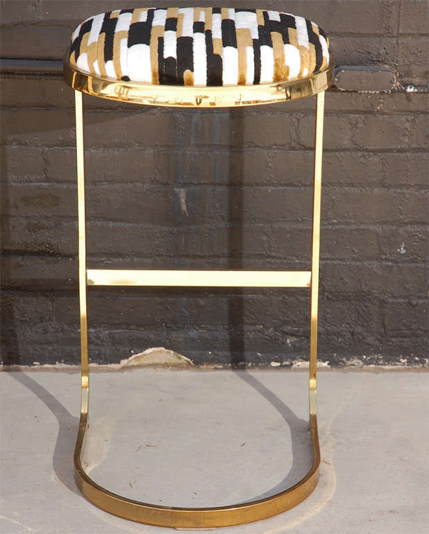 Pair of Brass Base Bar Stools by Dillingham at 1stDibs