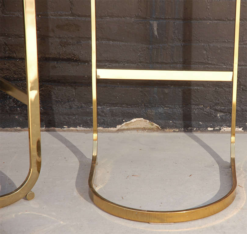 Pair of Brass Base Bar Stools by Dillingham at 1stDibs