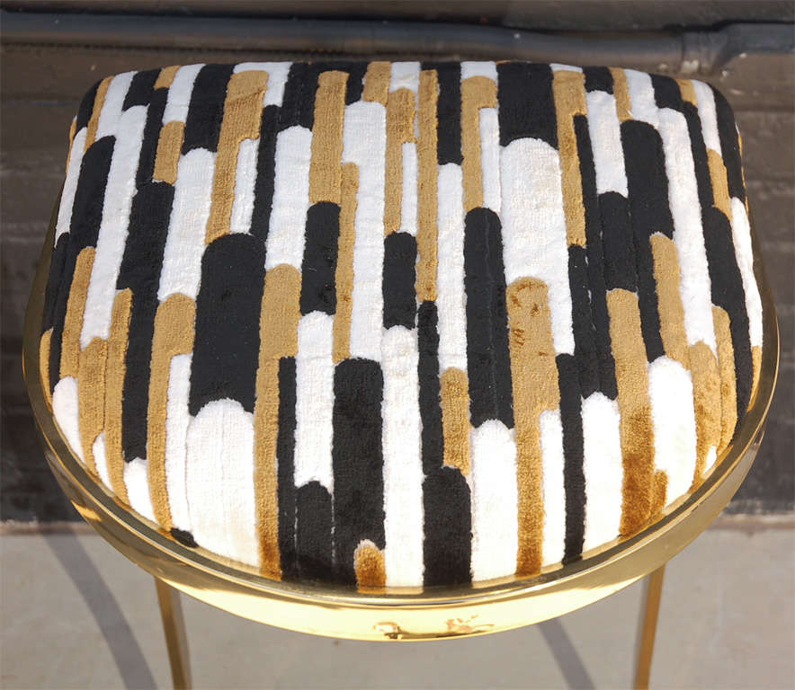 Pair of Brass Base Bar Stools by Dillingham at 1stDibs