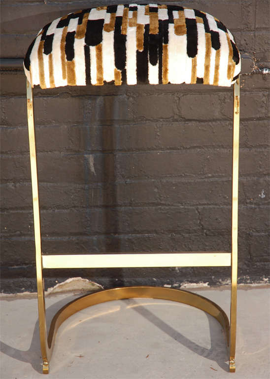 Pair of Brass Base Bar Stools by Dillingham at 1stDibs
