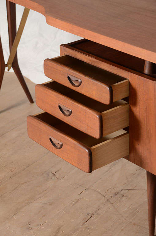 Mid Century Dutch Teak Desk at 1stDibs