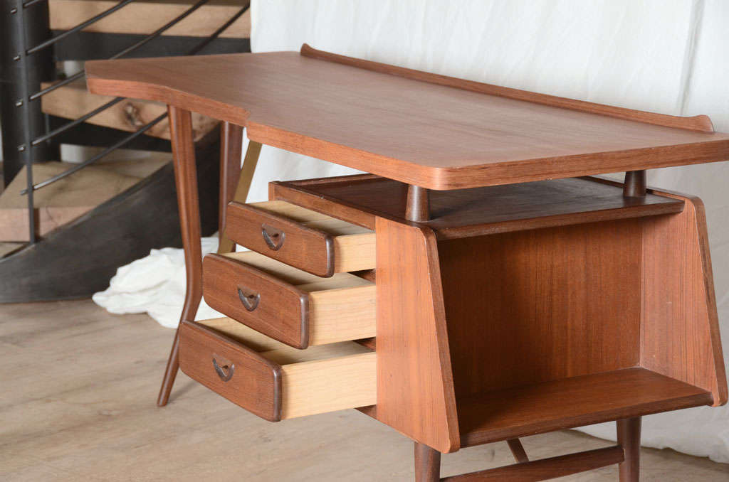 Mid Century Dutch Teak Desk at 1stDibs