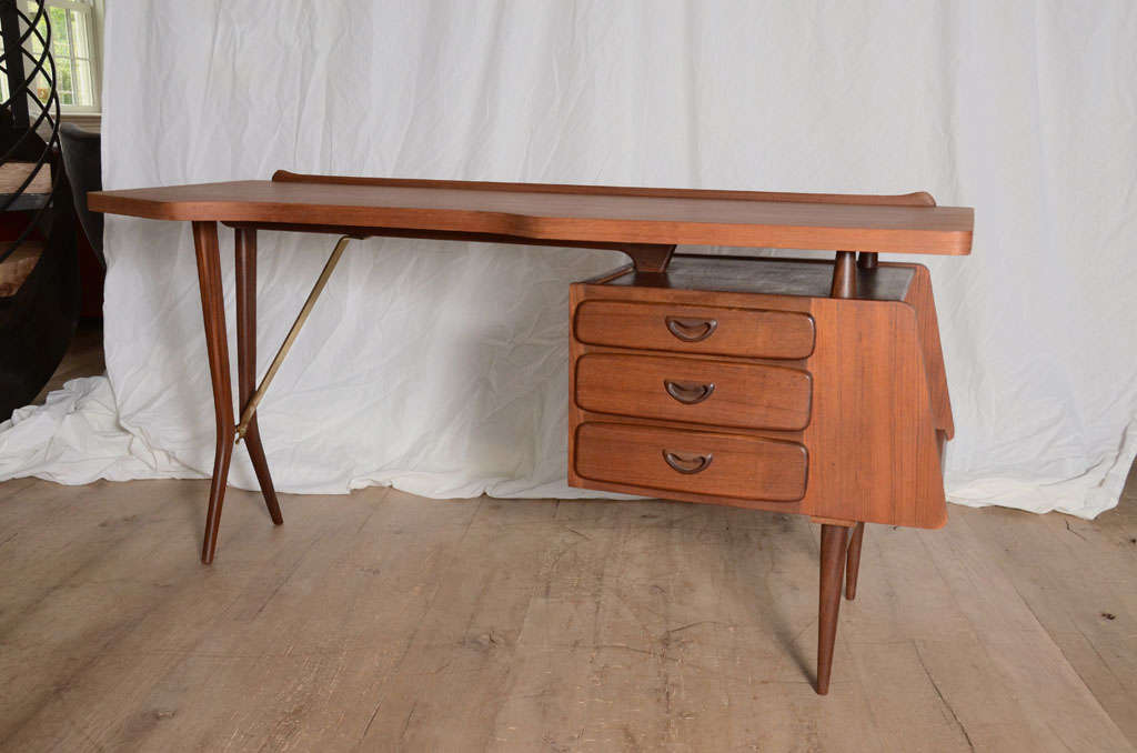 Mid Century Dutch Teak Desk at 1stDibs