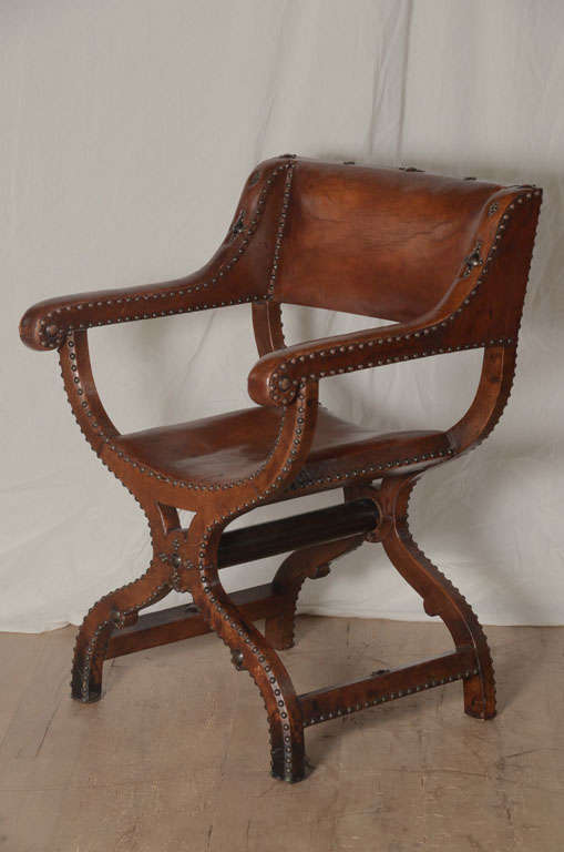 X Frame Studded Leather Chair at 1stDibs | x frame chair, x-frame chair ...