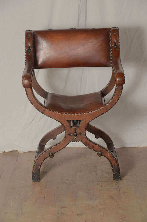X Frame Studded Leather Chair at 1stDibs | x frame chair, x-frame chair ...