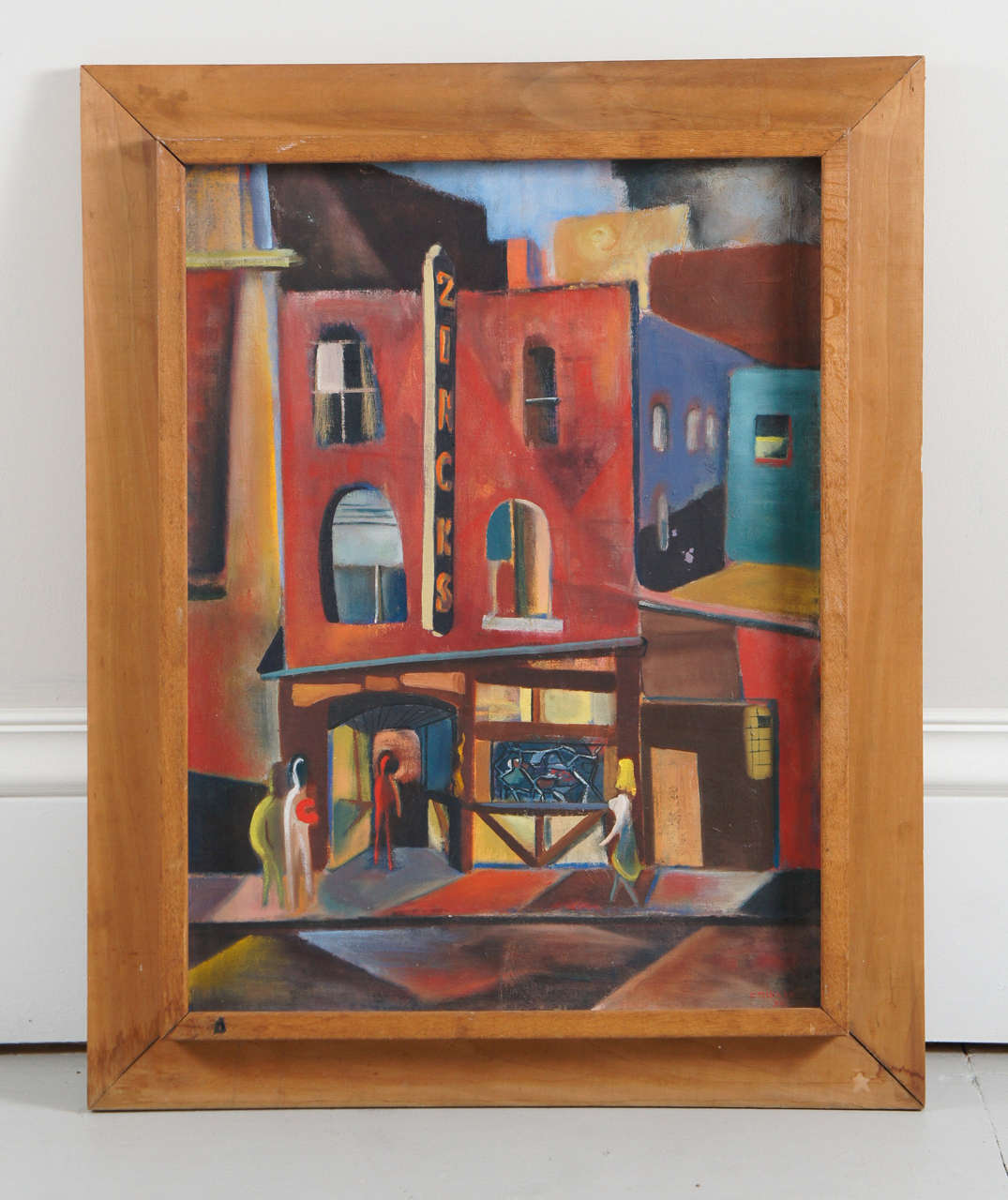 1950 Oil of Zincks Bar Ithaca NY by Edward Cowley at 1stDibs