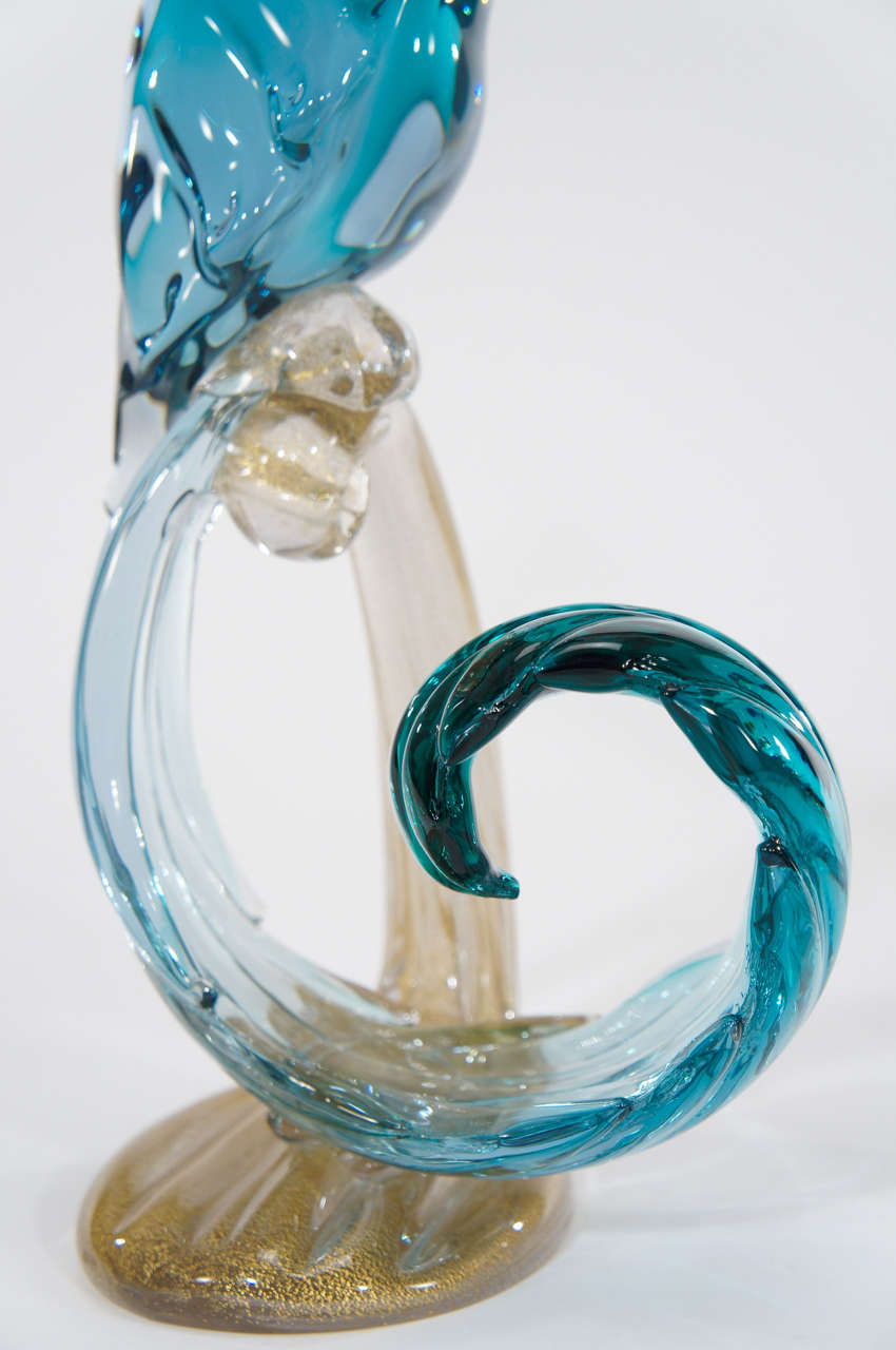Pair of Turquoise Venetian/Murano Barbini Exotic Bird Sculptures at 1stDibs