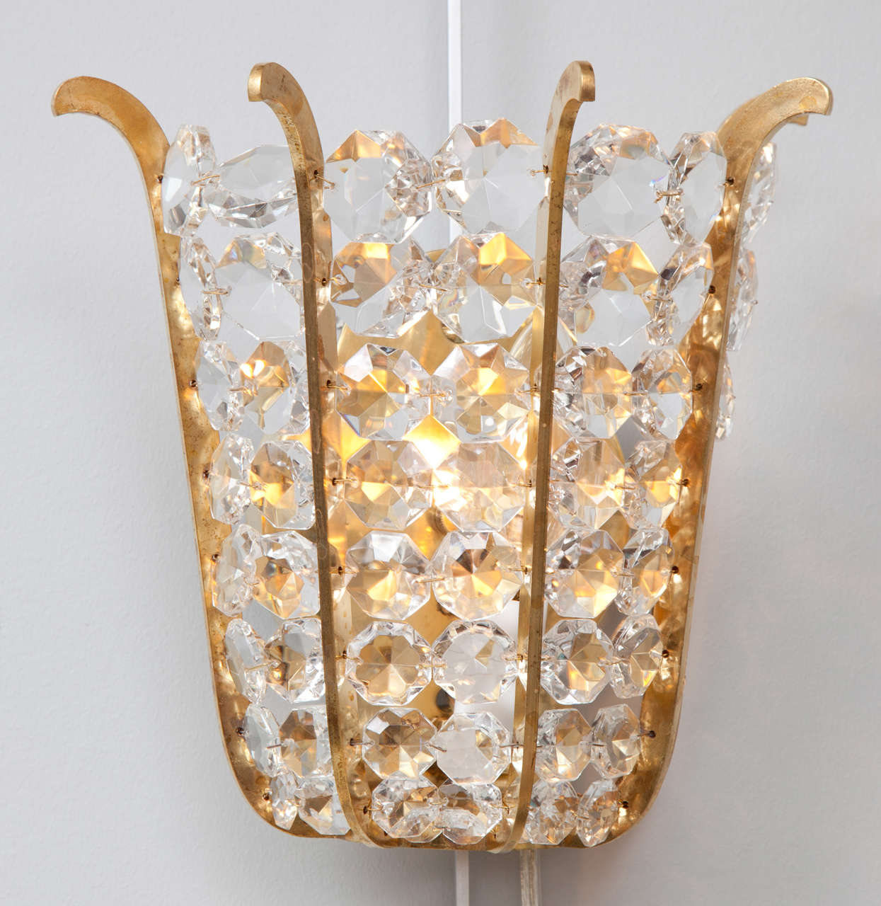 Pair of Austrian Beaded Crystal Sconces For Sale at 1stDibs