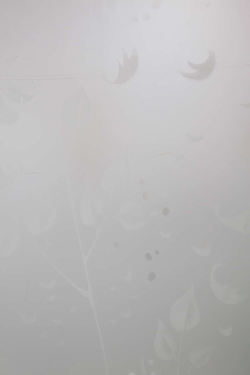 Four-Panel Etched Glass Screen For Sale at 1stDibs | glass room divider ...