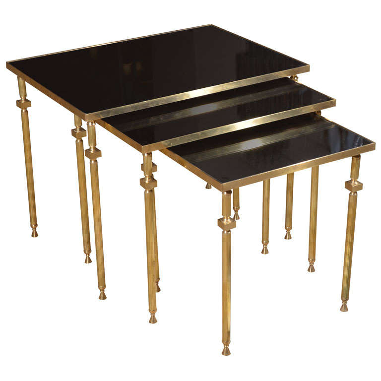 French Brass Nesting Tables at 1stDibs