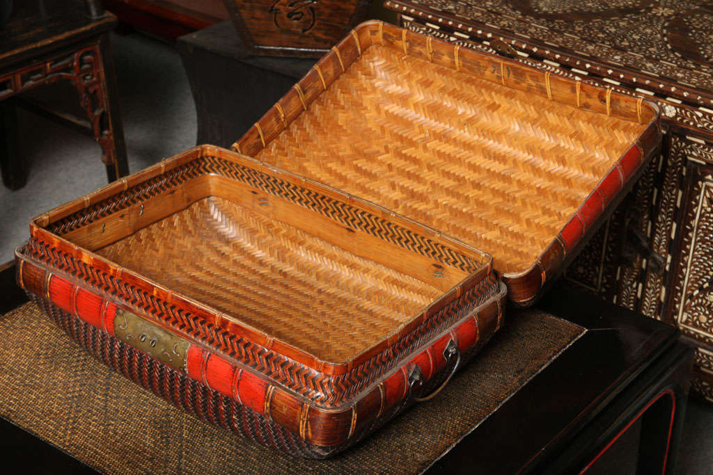Turn of the Century Chinese Woven Rattan and Bamboo Pillow Basket from ...