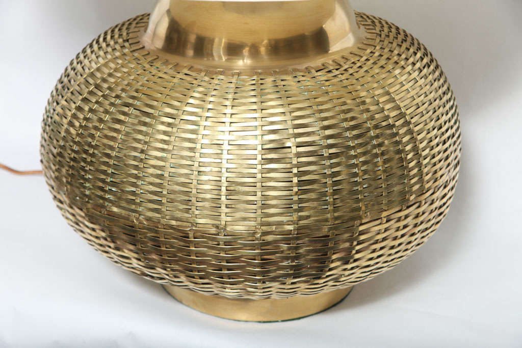 Table Lamp Mid Century Modern brass basket weave 1950's For Sale at ...