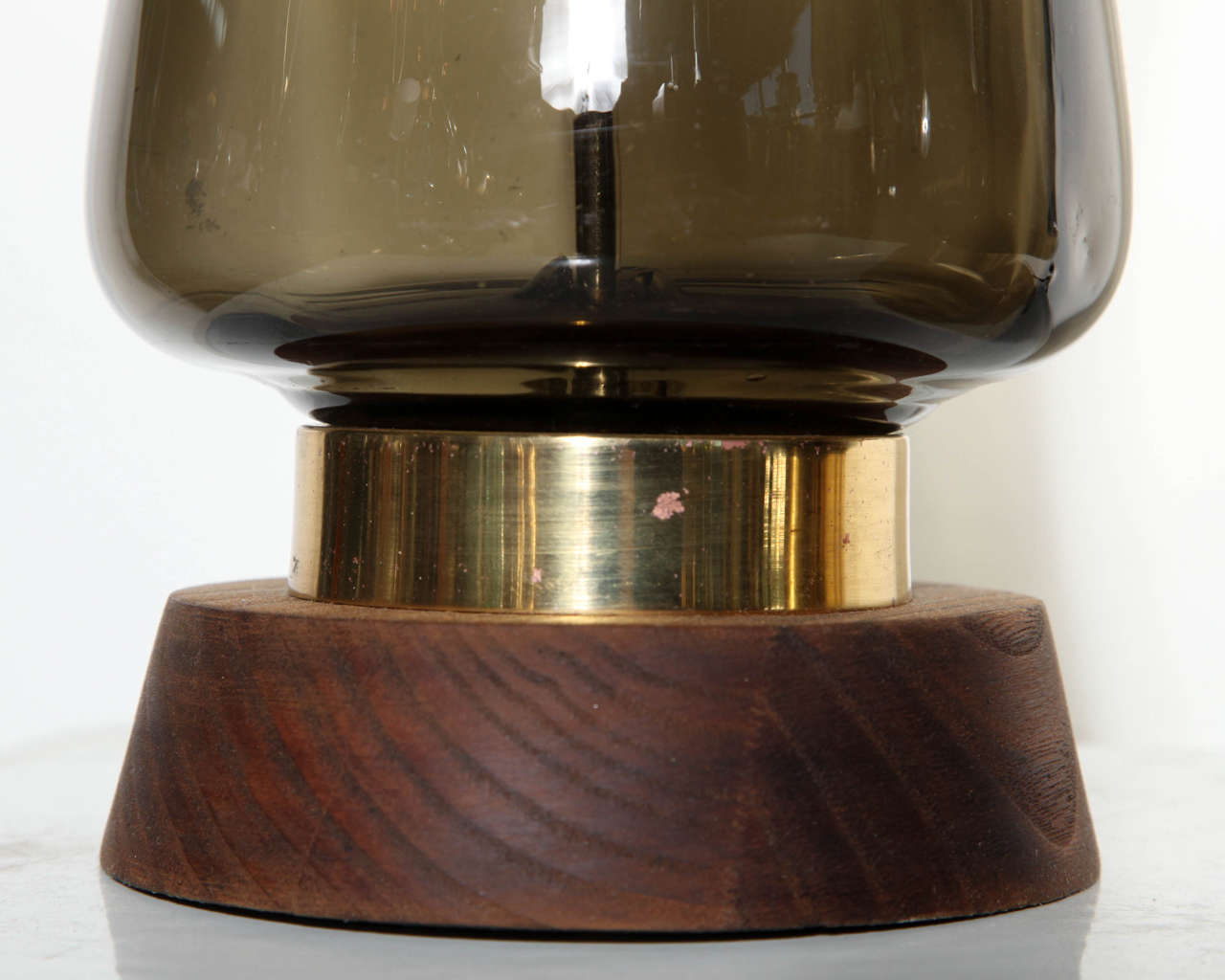 Monumental Pair of Blenko Style Olive "Hourglass" Glass Table Lamps ...