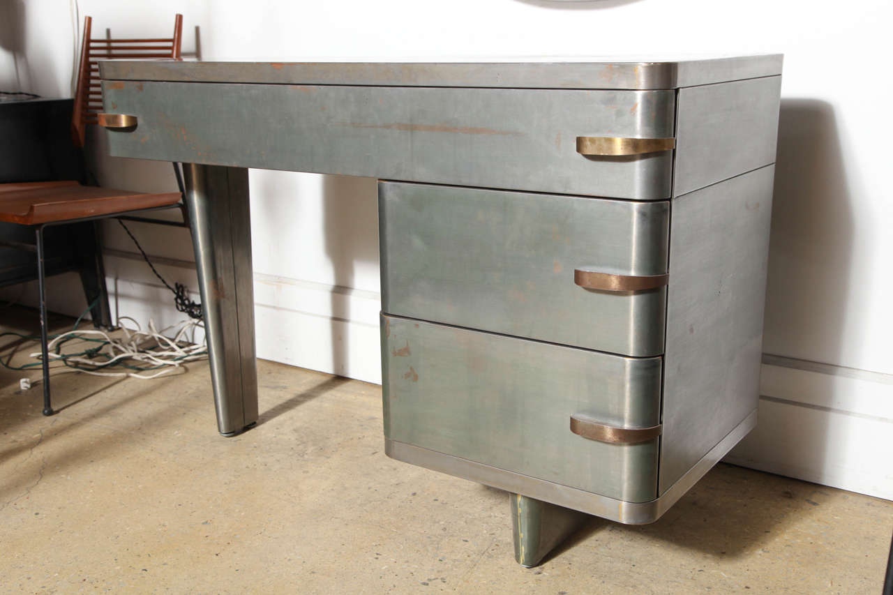 1940s Royal Chrome Machine Age Metal Desk at 1stDibs | art deco metal ...