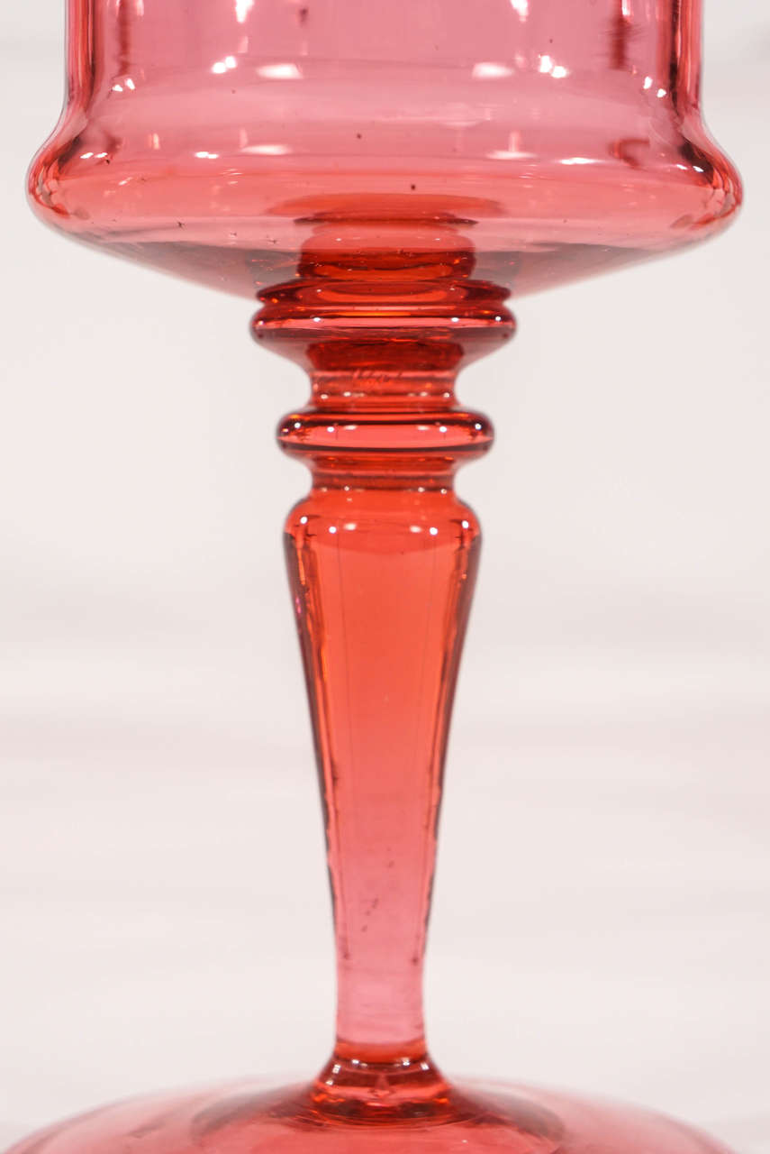 Ten Steuben "Gold Ruby" Handblown Crystal Goblets with Engraved ...