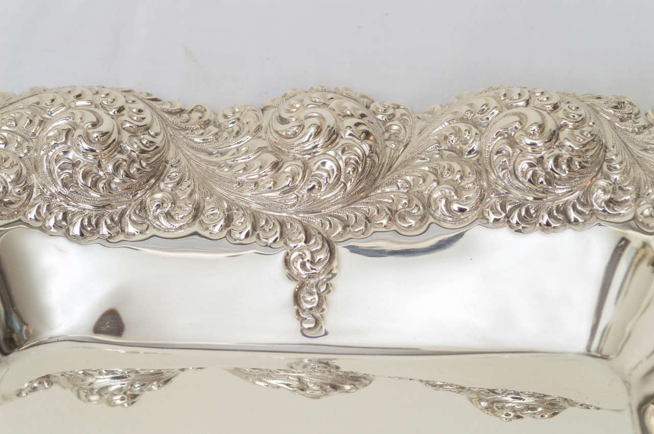 American Sterling Silver Repousse Bread Basket at 1stDibs