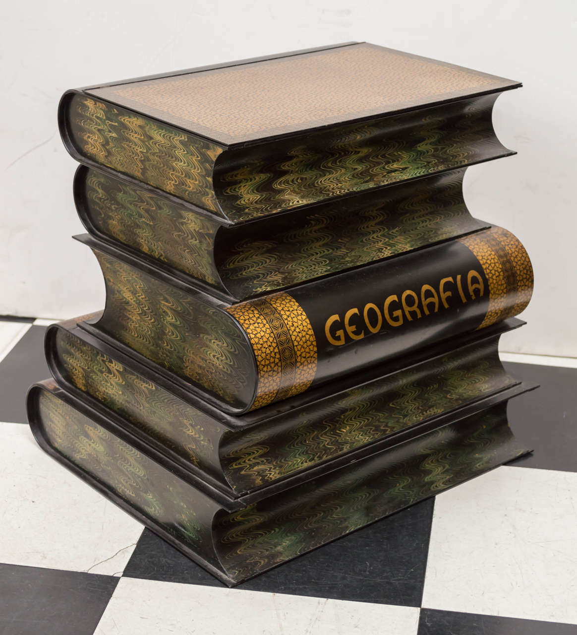 20th Century Italian Faux Painted Book Box Stand For Sale at 1stDibs