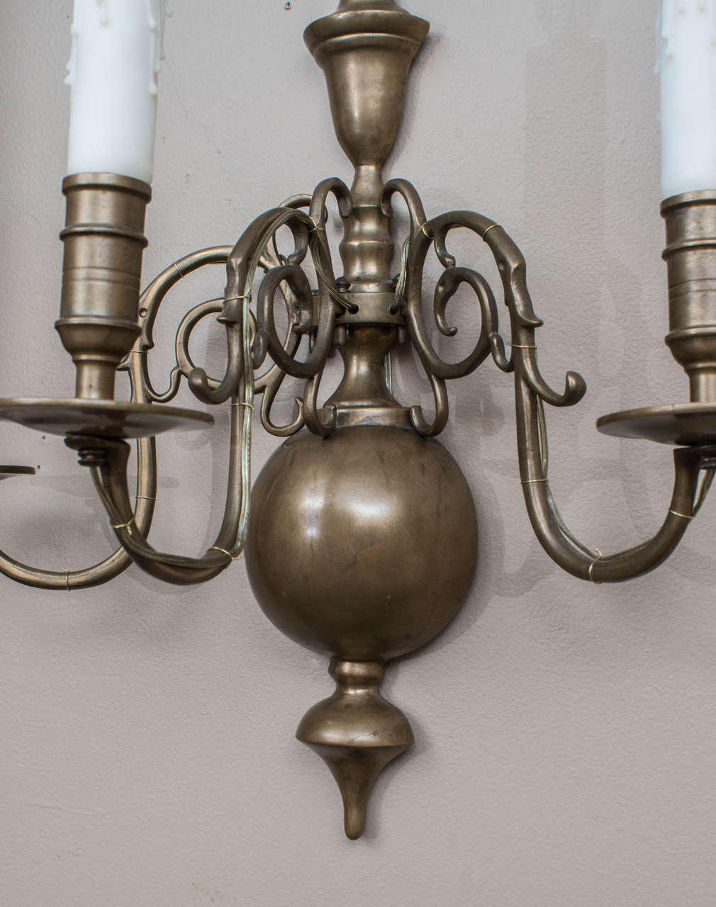 Lester Berry Queen Anne Style, Three-Light Brass Sconces, circa 1955 at ...