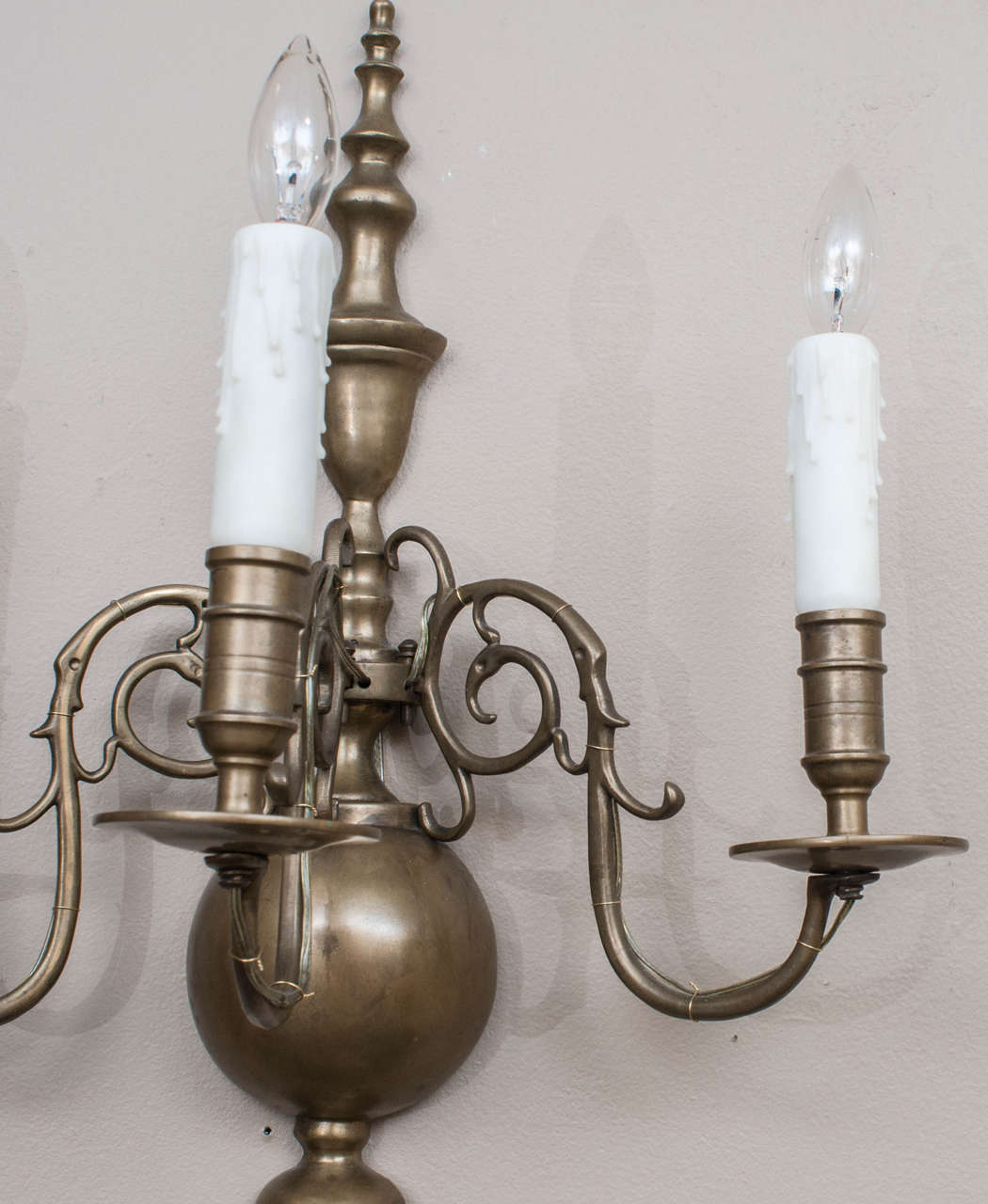 Lester Berry Queen Anne Style, Three-Light Brass Sconces, circa 1955 at ...