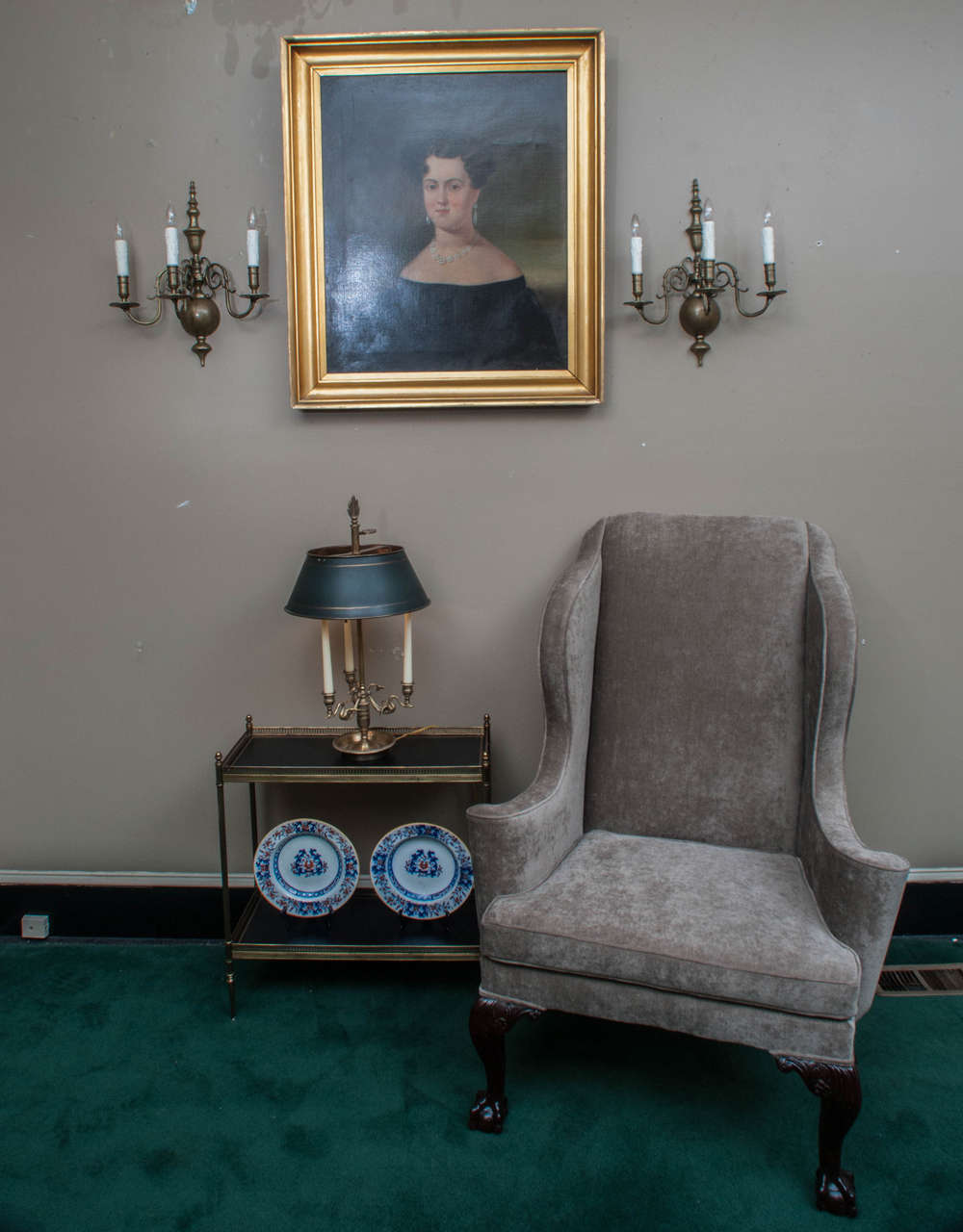 Lester Berry Queen Anne Style, Three-Light Brass Sconces, circa 1955 at ...