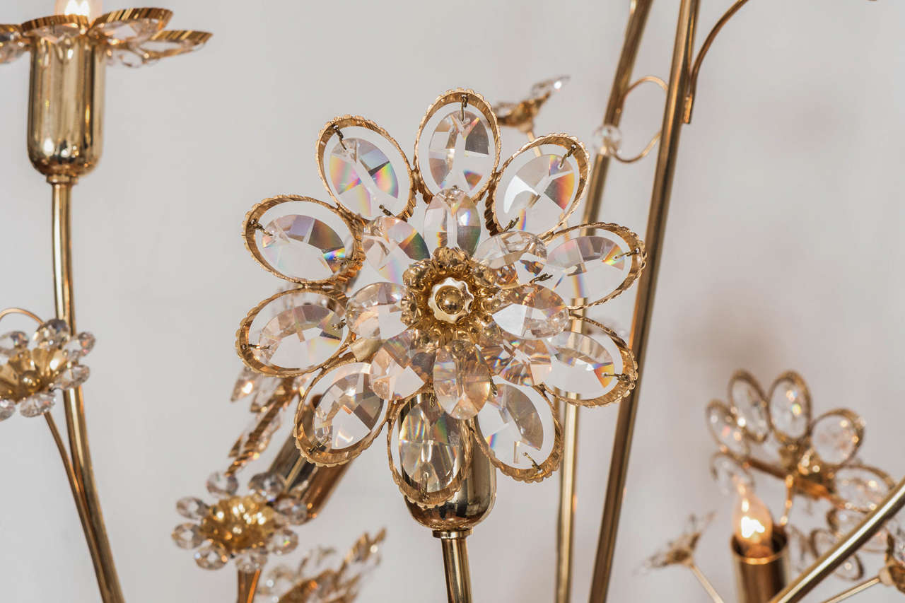 Floral Brass and Crystal Floor Lamp at 1stDibs
