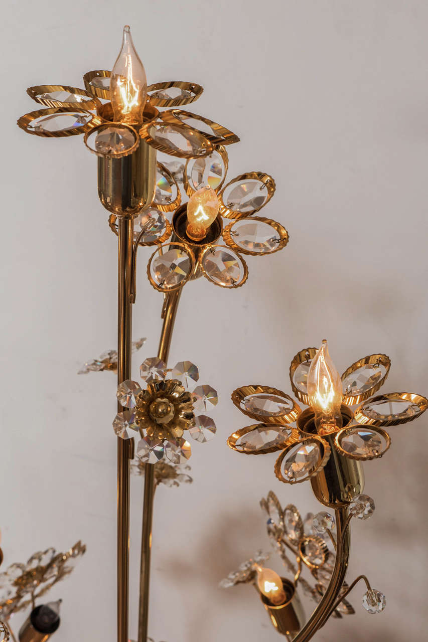 Floral Brass and Crystal Floor Lamp at 1stDibs