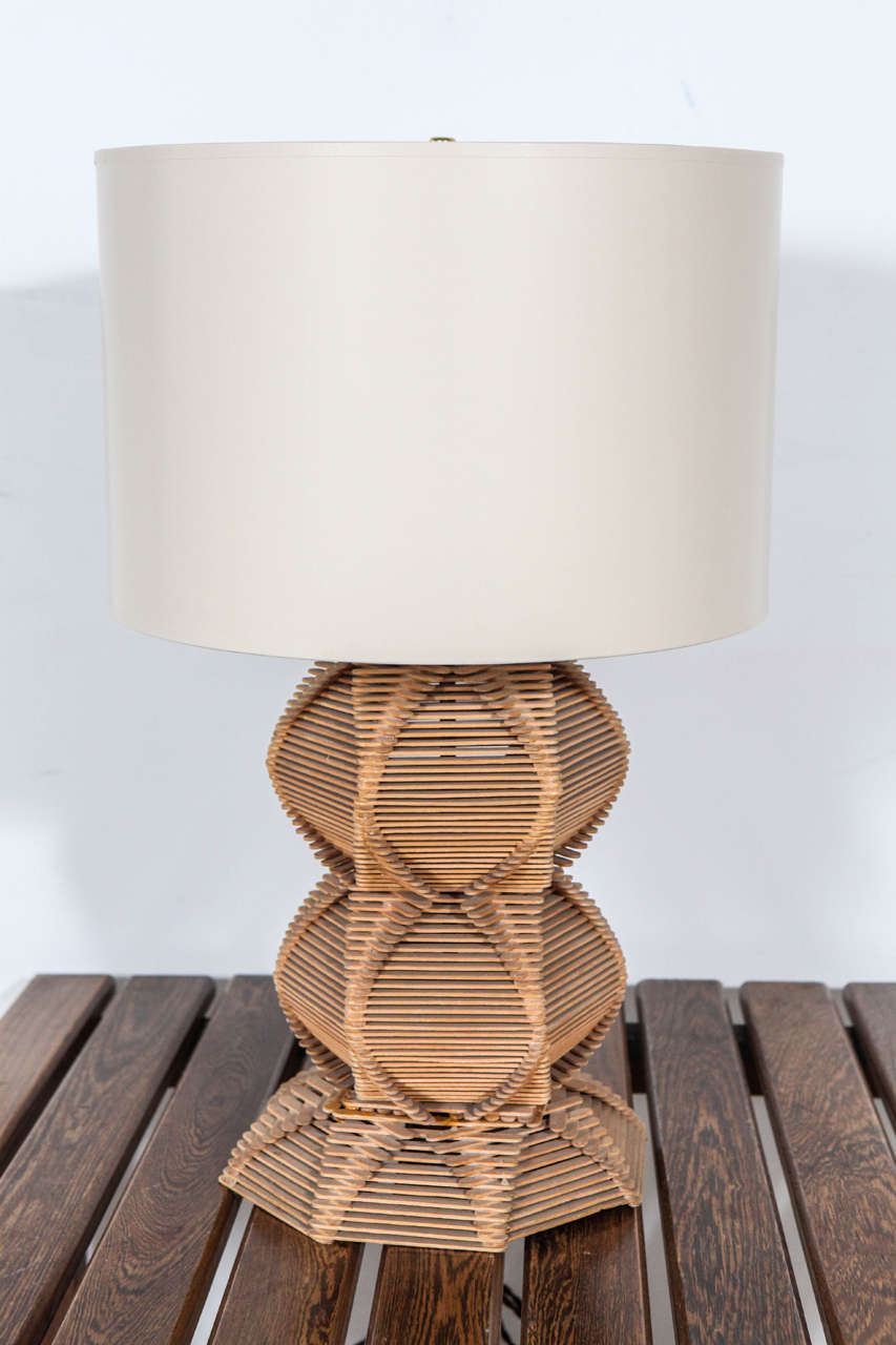 Tramp Style Stacked Popsicle Stick Table Lamp at 1stDibs