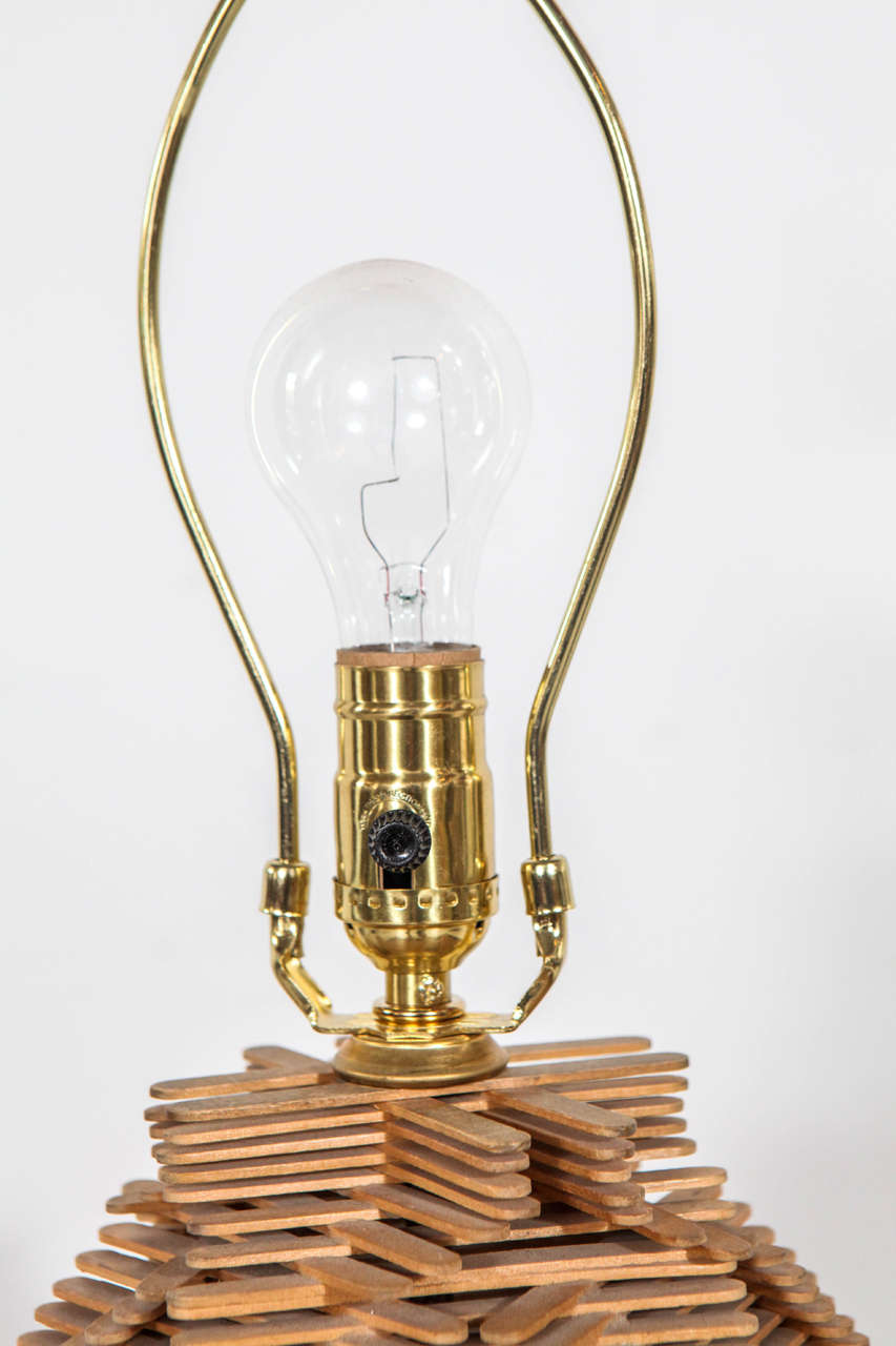 Tramp Style Stacked Popsicle Stick Table Lamp at 1stDibs