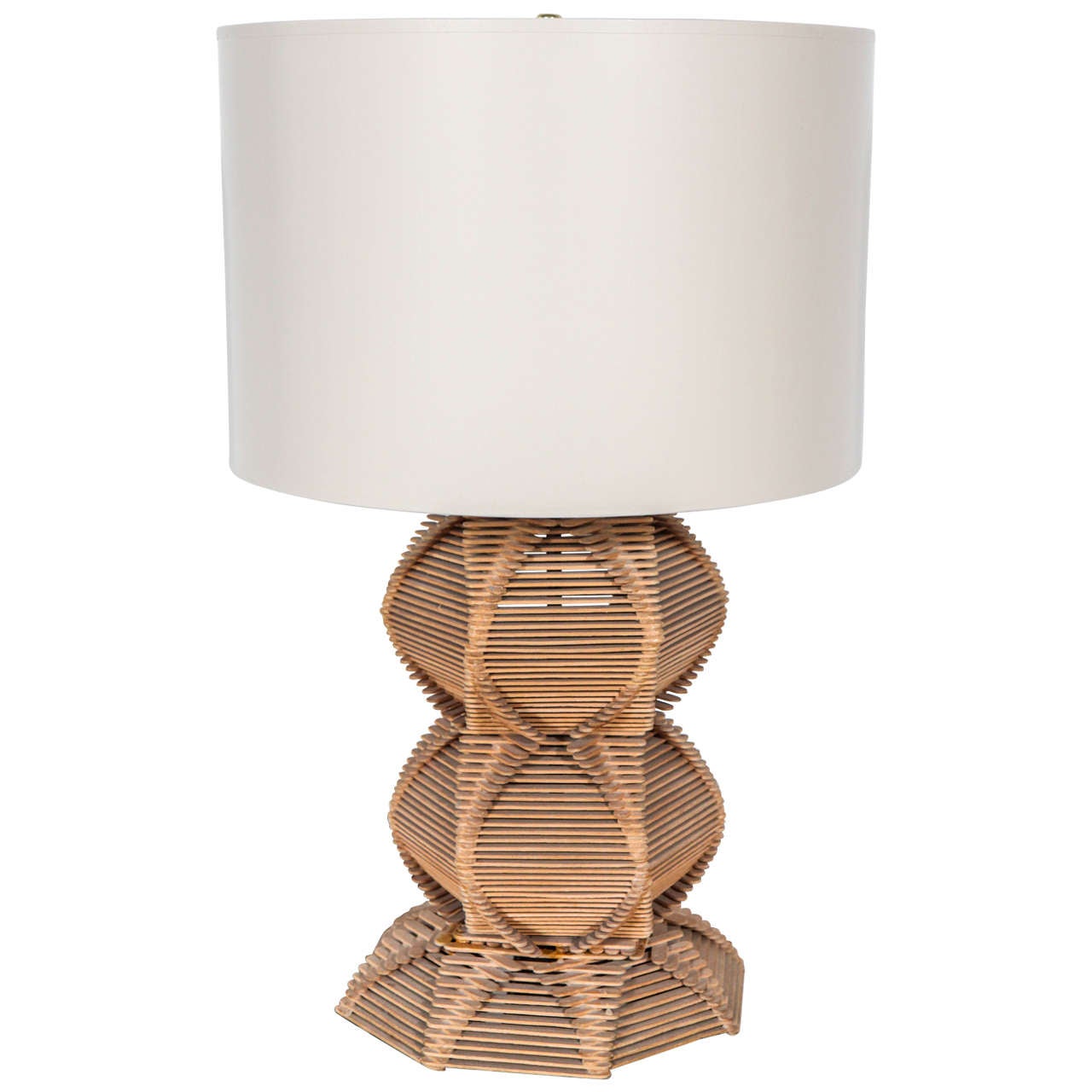Tramp Style Stacked Popsicle Stick Table Lamp at 1stDibs