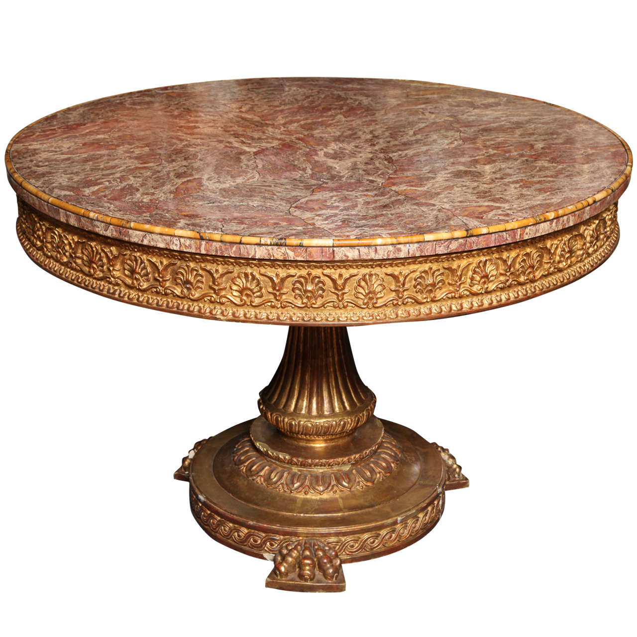 Italian Neoclassical Giltwood and Marble-Top Centre Table For Sale at ...